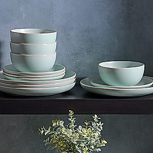 Gibson Home Rockaway Dinnerware, Teal Matte, Service for 4 (12pcs)