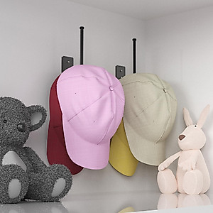 Durmmur 2 Pack Hat Racks for Baseball Caps, Stainless Steel Hat Organizer for Baseball Cap, Hat Holder Storage Organizer, Hat Hanger Strong Adhesive/Wall Drilled for Door,Bedroom,Closet(Black)