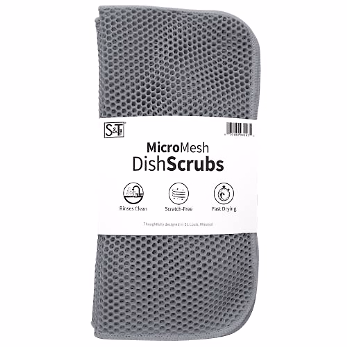 S&T INC. Mesh Dish Scrubber, Kitchen Dish Cloths for Washing Dishes, Grey, 11.5 Inches x 11.5 Inches, 3 Pack