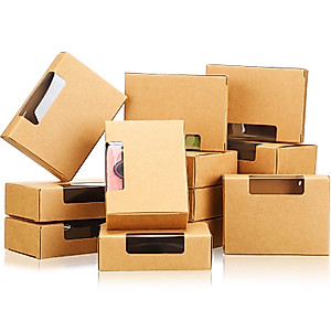 30 Pieces Soap Packaging Boxes Kraft Soap Boxes with Window Rectangle Window Gift Box Homemade Soap Packaging Soap Making Supplies for Party Favor Bakery Candy Jewelry 3.54 x 2.56 x 1.18 Inch