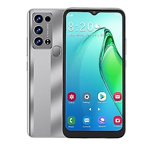 LANTRO JS Mobile Phone for Android 12, 6.5in 5G Network, 6GB RAM, 128GB ROM, Fingerprint & Face Unlock, Grey (EU Plug), Compatible with Smartphones
