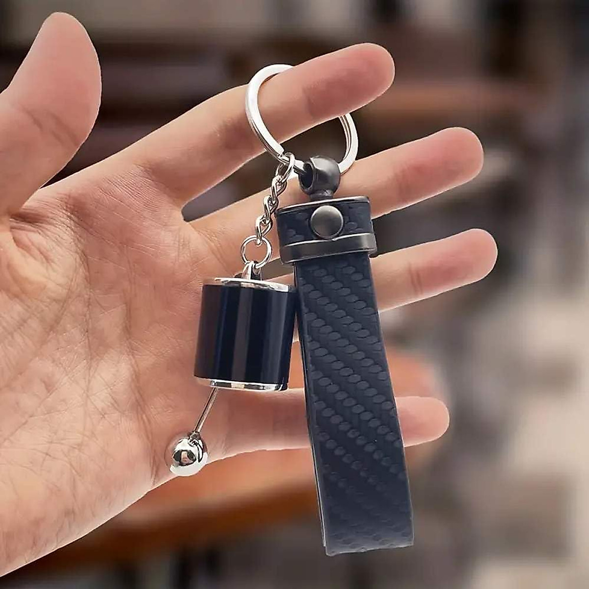 iJDMTOY Chrome Polished Alloy Metal Gear Box Shifter Shape Key Chain Ring Keychain