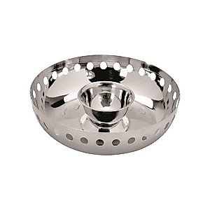 PresenceHHH Insulated Stainless Steel Crystal Bowl - Chip & Dip Large Decorative Bowl with Removable Sauce Cup - Sturdy & Stylish Serving Bowl for Home Decor, Chips and Fruit – Silver