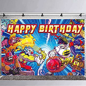 Akedo Ultimate Backdrop Birthday Banner for The Arcade Warriors Birthday Party Supplies Cartoon Akedo Ultimate Photograph Background Photo Booth 5x3ft Orange