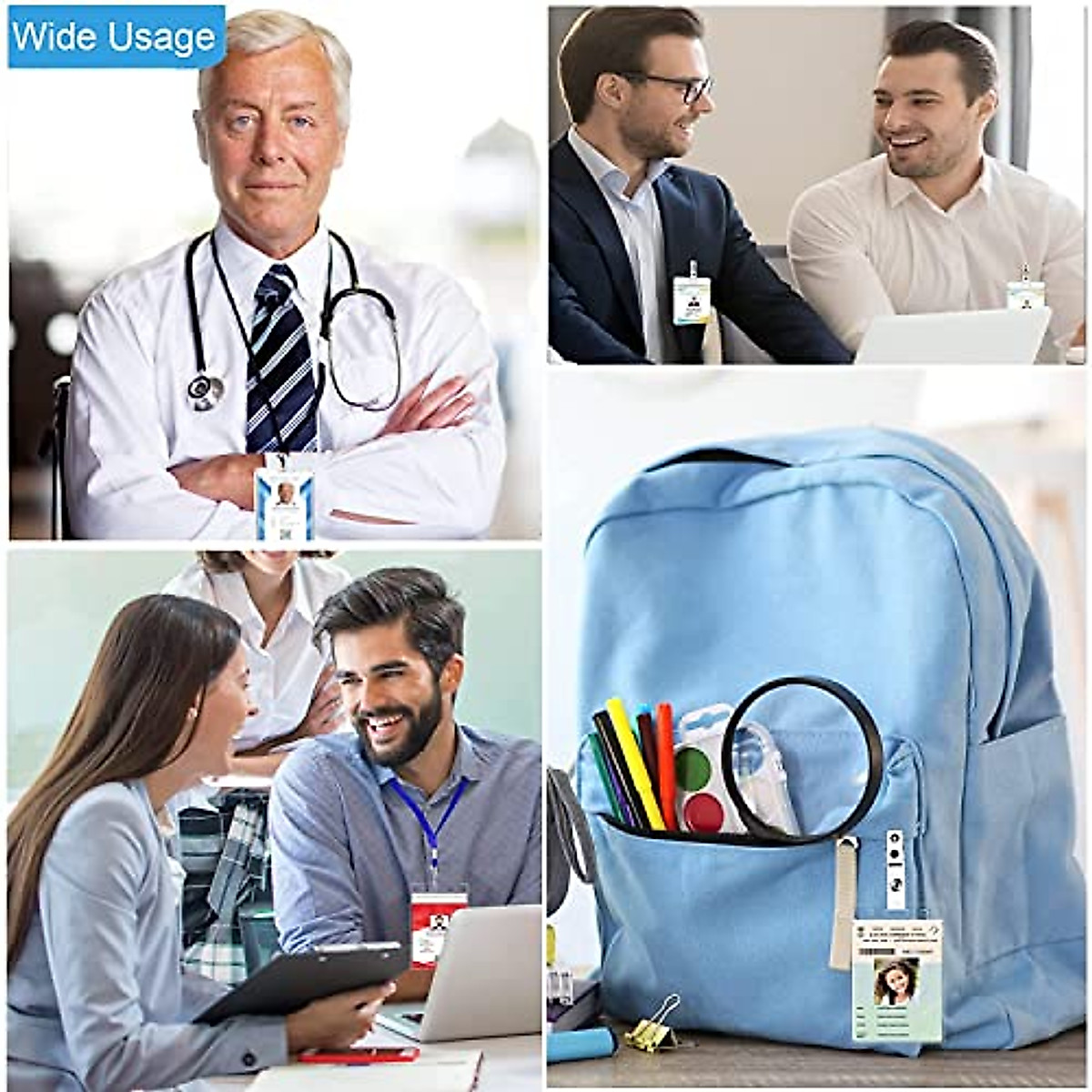 YENGON 6 Pcs ID Card Holders, Vertical & Horizontal ID Badge Holder, Premium Clear Plastic ID Holders for Badges, Card Protector Waterproof for Work ID Card ( Horizontal Vertical)