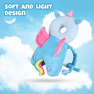 shuangjishan Baby Head Protector & Baby Knee Pads Crawling Adjustable Toddler Head Protection Cushion (Blue Unicorn)