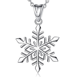 EUDORA Sterling Silver Snowflake Pendant Necklace Elegant Snow Gift for Women, 18" Rolo Chain