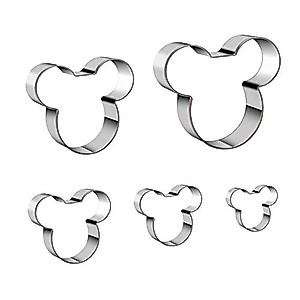 5 Pcs Mickey Mouse Cookie Cutter Set, Stainless Steel Sandwiches Cutter Shapes Biscuit Mold Cookie Cutter for Kids, Sturdy Cutters for Cookies, Pie Sandwiches, Biscuits for Christmas