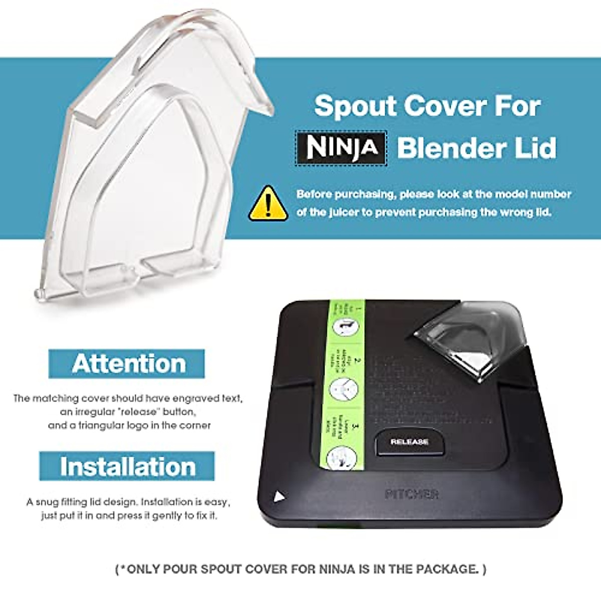 Nin-ja Blender Lid Flap Pour Nin-ja Blender Lid Spout Cover Accessories for Nin-ja Blender Replacement parts for Ninja Blender 72 oz Pitcher Fits NJ600 BL700 and BL500-BL781