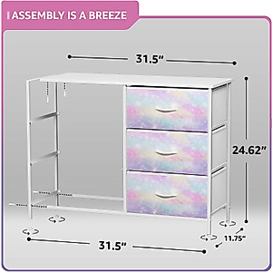 Sorbus Kids Dresser with 6 Drawers - Storage Chest Organizer Nightstand - Steel Frame, Wood Top, Tie-Dye Fabric Bins for Clothes - Wide Furniture for Bedroom, Hallway, Nursery, Closet, & Apartment