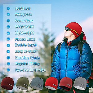 EMPIRELION Softshell Fleece Lined Beanie Hats Winter Warm Running Skull Cap Thermal Snow Watch Cap Men Women (1, Camo Snow)