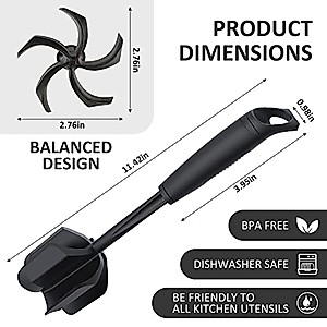 Ourokhome Upgrade Meat Chopper and Potato Masher, Heat Resistant Ground Meat Smasher for Hamburger Meat, 5 Curved Blades Ground Beef Smasher, Nylon Non Stick Mixer, Stirrer and Kitchen Gadgets, Black