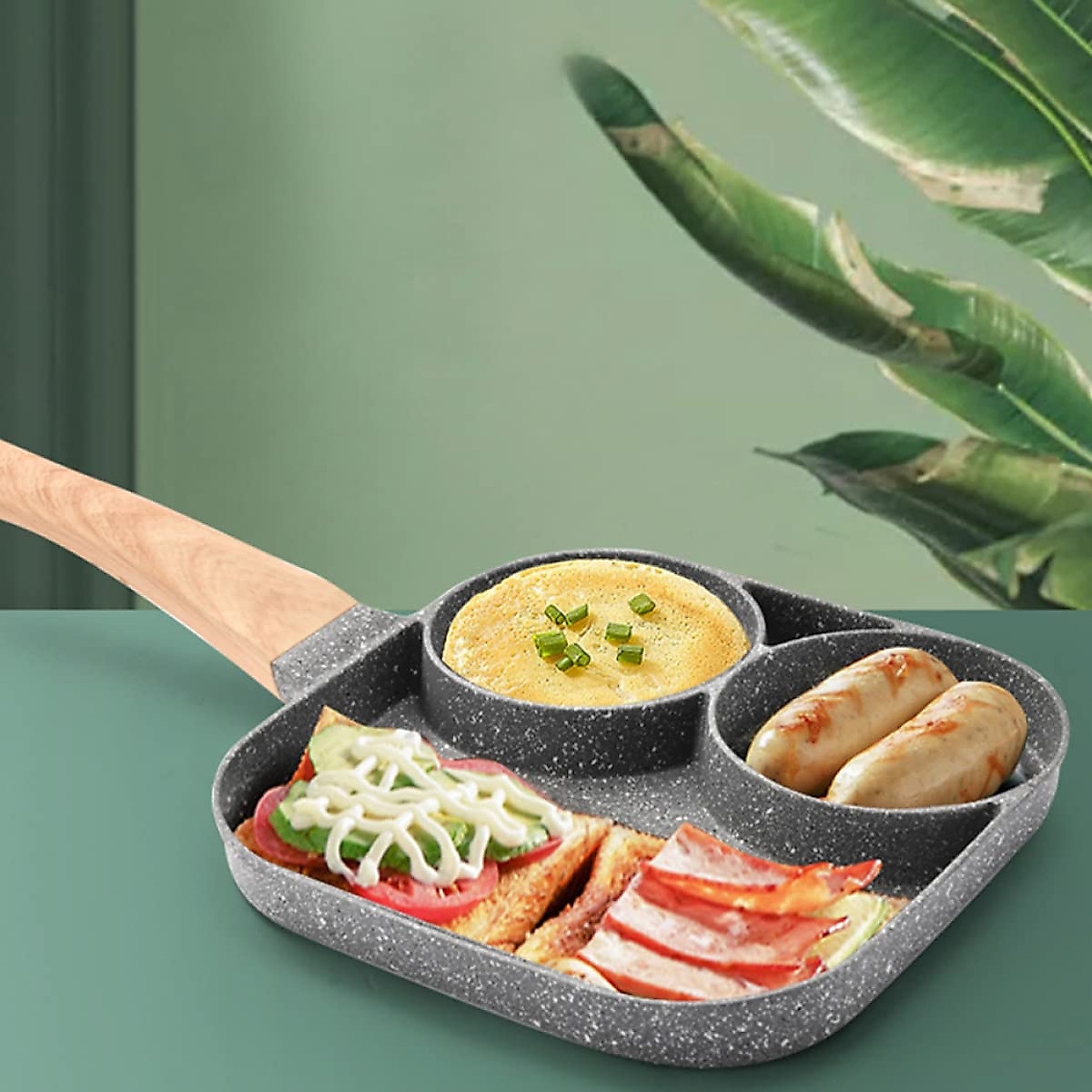 Anneome 1pc Nonstick Kitchen Poached Fried Pans Muffins Non Alloy Section Handle for Non-stick Plett Cups Skillet Tool Steak With Stick One Multipurpose Home Burger Cookware