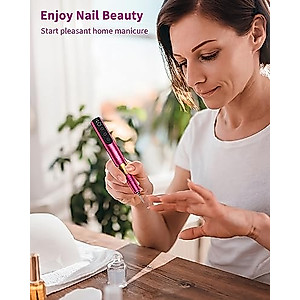 YBLNTEK Electric Nail File, 35,000 RPM Portable Electric Nail Drill for Acrylic Gel Nails, Cordless Nail Drill for Home Salon Manicure and Pedicure, Red