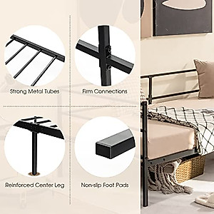 GOFLAME Metal Daybed Frame Twin Size, 2-in-1 Multifunctional Sofa Bed Frame with Headboard & Heavy-Duty Steel Slats, Mattress Foundation Platform for Living Room, Guest Room, Bedroom, Easy Assembly