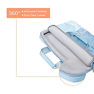 MOSISO 360 Protective Laptop Shoulder Bag Compatible with 17-17.3 inch Dell HP Acer Samsung Sony Chromebook Computer, Watercolor Marble Sleeve with Belt, Turquoise