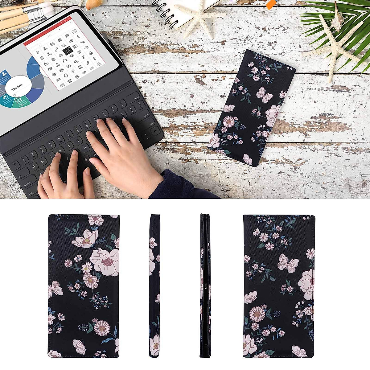 HUA ANGEL Ultra Slim Thin Women Wallet, RFID Blocking Credit Card Holder Bifold Long Purse Magnetic Buckle Ladies Billfold