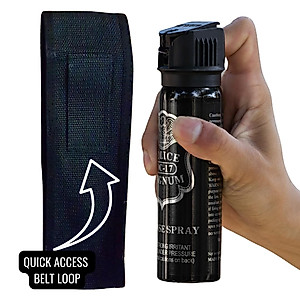 Police Magnum Pepper Spray Nylon Holster Combo Pack- Maximum Heat Strength- 16ft Range- Proudly Made in The USA (4oz FT Stream Nylon Holster)