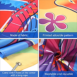 60's Party Decorations Hippie Groovy Backdrop 60s Party Sign Scene Setters Wall Decoration Banner Photo Booth Props Background with Rope for Hippie Theme Groovy Party Decorations, 72.8 x 43.3 Inch