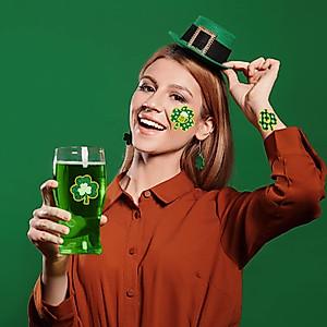 72 Pieces Glitter Shamrock Temporary Tattoos St. Patrick's Day Tattoos Lucky Clover Glitter Tattoo Stickers St. Patrick's Day Irish Sticker Parade Party Favors Decorations Accessories, 9 Styles