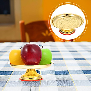 Hemoton 1pc Fruit Plate Cupcake Display Holder Fruit Holder Buddhist Bowl Appitizer Dish Buddha Decoration God Offering Bowl Buddhist Offering Plate Cake Dome Candy Bowl Counter Zinc Alloy