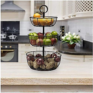 Snack Dip Bowls Dishware Multi-Layer Black Wrought Iron Fruit Basket,Two-Layer Three-Layer Circular Storage Rack Fruit and Vegetable Dried Fruit Basket for Kitchen Restaurant Gifts