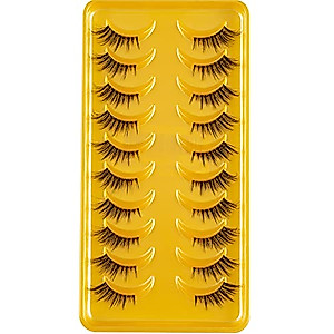 HICOCU Half False Eyelashes Clear Band Russian Strip Lashes D DD Curl Fluffy Mink Lashes Natural Wispy Mink Eye Lashes Pack Reusable Fake Eyelashes Extension 10 Pairs… (HAY-008S)