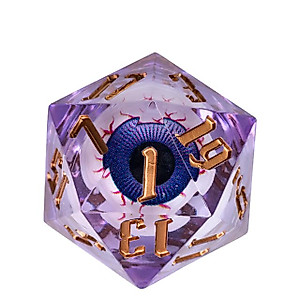 Purple Beholder Eyeball Sharp DND Dice Set with Leather Dice Box | for Dungeons and Dragons, D&D, Sharp Edge, D20 Polyhedral Resin Dice, Dungeons and Dragons Gifts, Accessories