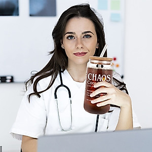 Vakuny Chaos Coordinator Glass Cup - Coworker Gifts for Women - Boss Lady Gifts for Her - Funny Birthday Gifts for Boss, Friends, Teacher, Mom - 16Oz Thank You Gifts Office Beer Can Glass