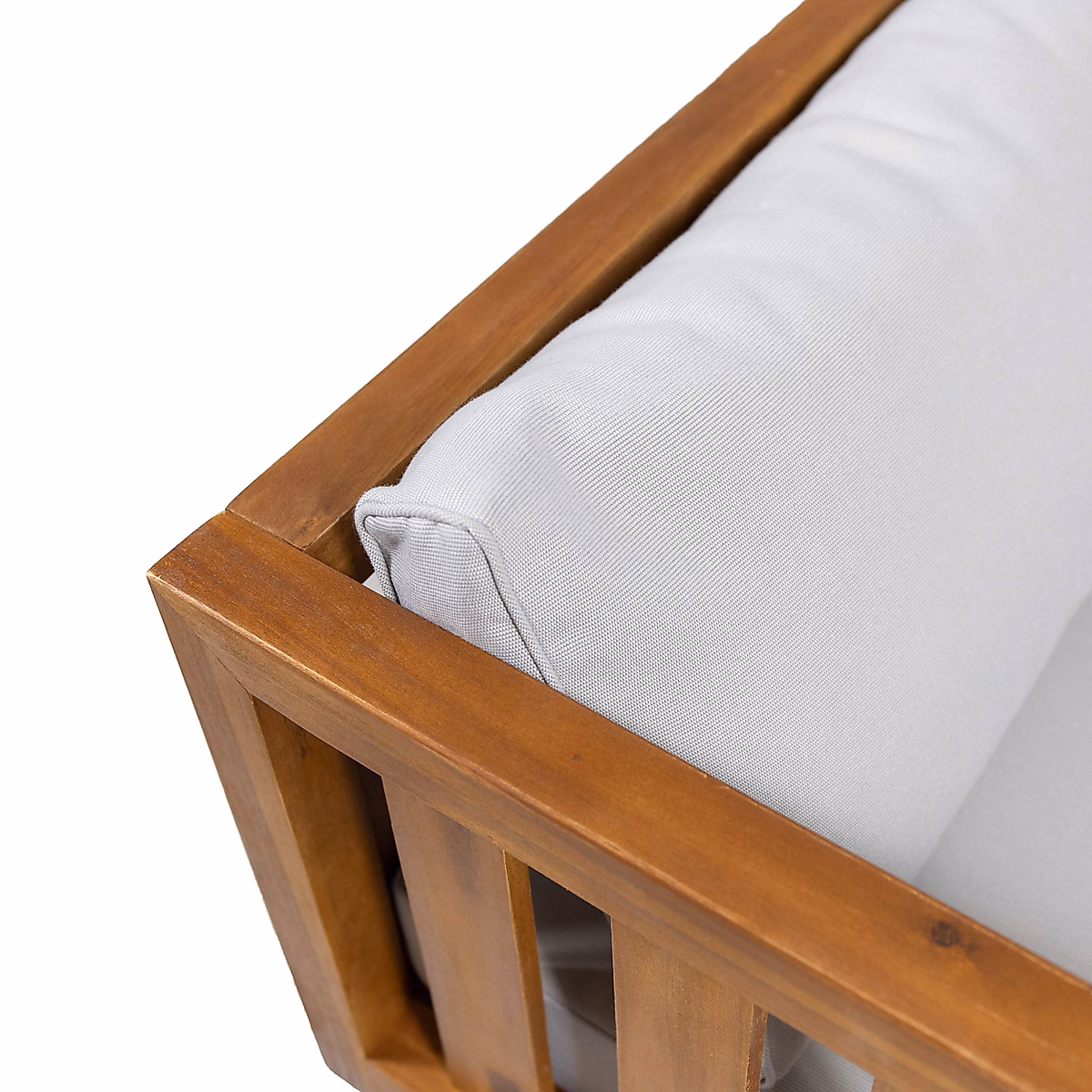 Christopher Knight Home Tina Outdoor 3 Seater Acacia Wood Daybed, Teak Finish, Light Grey