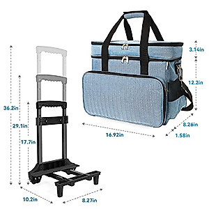 Lorzon Sewing Machine Case with Wheels, Rolling Sewing Machine Tote for Carrying, Fits for Most Machines