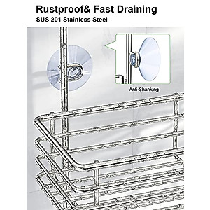SMARTAKE Hanging Shower Head Caddy, Rustproof Bathroom Shower Shelf Organizer, SUS201 Stainless Steel Over The Shower Storage Rack, for Toilet, Bathroom and Shower Room, Silver