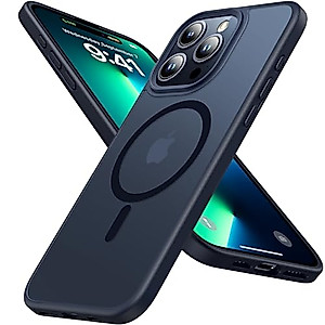 Mgnaooi Magnetic Case for iPhone 14 Pro Case [MIL-Grade Drop Tested & Compatible with MagSafe] Translucent Matte Back with Aluminum Alloy Keys, Shockproof 14 Pro Phone Case 6.1 Inch, Black