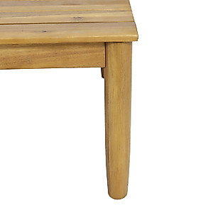 Christopher Knight Home Outdoor Acacia Wood Loveseat and Coffee Table with Cushions, Teak and Cream