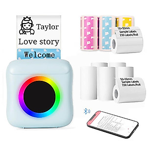 Blustrio Label Maker Machine, C22 Portable Bluetooth Label Printer with 10 Roll Labels, Wireless Handheld Sticker Maker for Office/Home/Kitchen