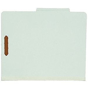 Amazon Basics 10-Pack Letter Size Pressboard Classification File Folders with Fasteners, Dividers, 2” Expansion - Green
