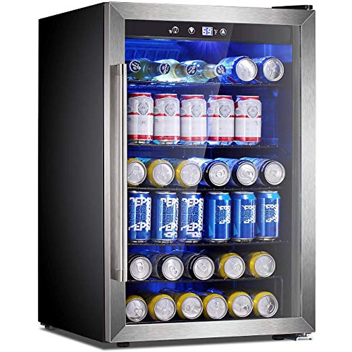 Antarctic Star Beverage Refrigerator Cooler - 145 Can Mini Fridge Glass Door for Soda Beer or Wine Small Drink Dispenser Clear Front for Home, Office or Bar, Silver,4.4cu.ft