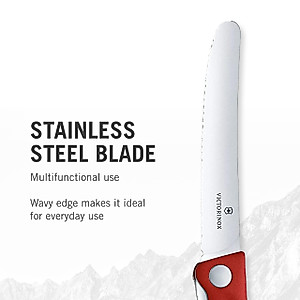 Victorinox Swiss Classic Foldable Paring Knife, Wavy Edge Red 4.3 in
