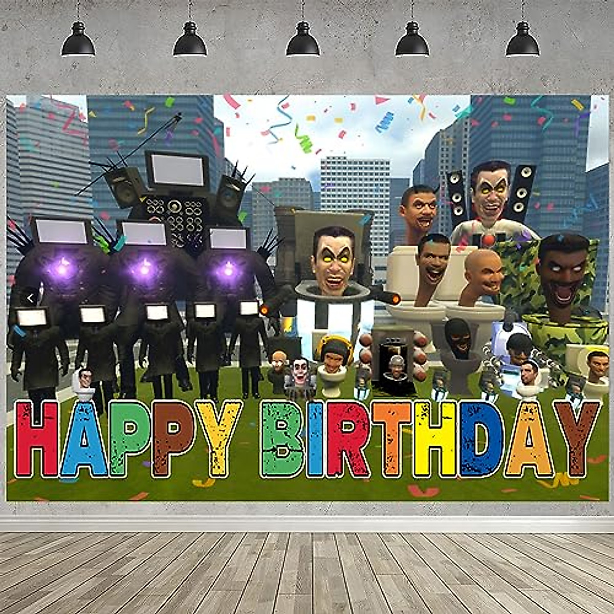 Skibidi Toilet Birthday Party Decoration,Skibidi Toilet Party Photo Background 5 x 3 FT and 18 Pcs Balloon,Skibidi Toilet Party Backdrop Supplies