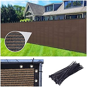 Cisvio 4ft x25ft Privacy Screen Fence Heavy Duty 170 GSM Wind Screen & dustproof Protective Covering Mesh Fencing for with Brass Grommets Outdoor Patio Lawn Garden Balcony Brown