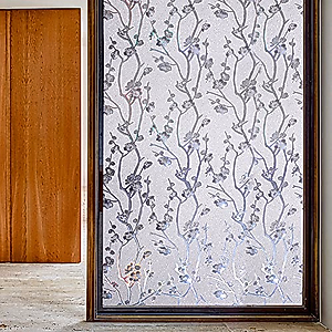 Moyishi 12''x118''Chinese Light Luxury Retro Silver Winter Plum Film Vinyl Self Adhesive Counter Top Peel and Stick Wall Decal