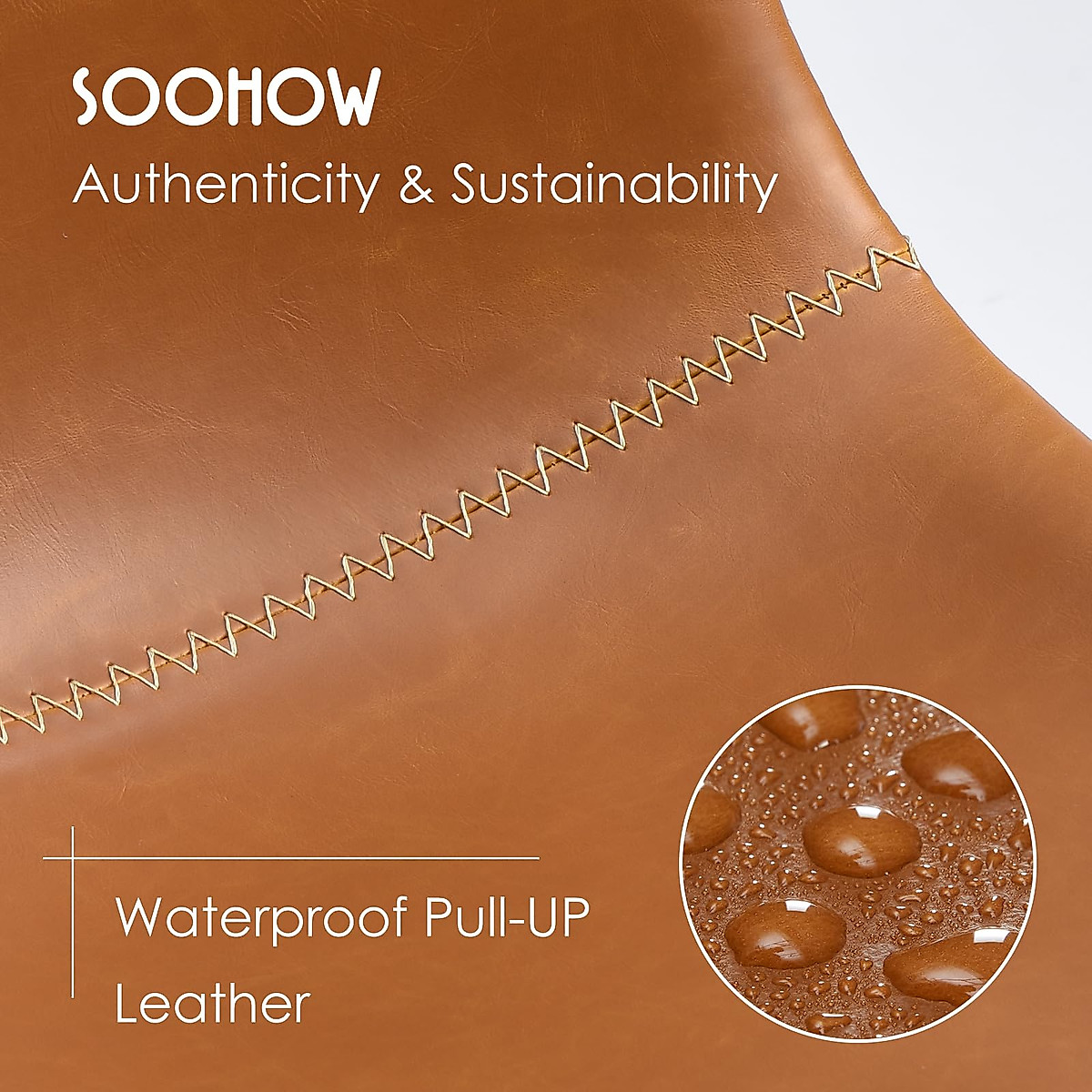 Soohow 26 Inch Counter Height Bar Stools Set of 4, Comfortable Kitchen Island Stools with Back Support, Waterproof Leather Upholstered Modern Chairs for Home Bar Furniture and Kitchen Counter