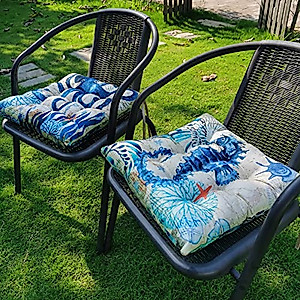 ADK SKY Seat Cushion Marine Animals Chair Pads for Dining Chairs, Office Chair, Car, Floor, Outdoor, Patio，Machine Wash & Dryer Friendly 4 Pack 16"×16"