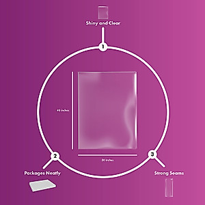 Purple Q Crafts Clear Basket Bags, 5 Pack Large Clear Cellophane Wrap for Baskets & Gifts 30"x 40" 1.5 Mil Thick (5)