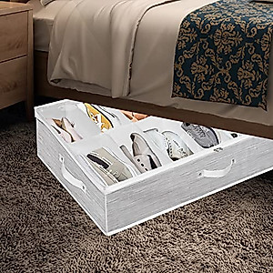 Shoe Organizer Under Bed,Underbed Shoe Storage Boxes Bins,Sturdy Organizador De Zapatos,Extra Large Zapateras Organizer for Closet,Men Women Kids Shoes,High Heels,Short Boots,Sneakers,White,Set of 2