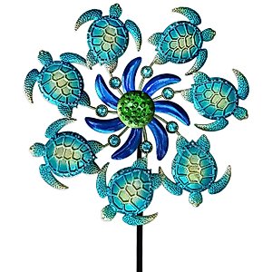 COOZZYHOUR 39" Sea Turtle Wind Spinners Garden Stake-Ocean Theme Outdoor Decorations- Metal Stake Yard Spinner-Wind Sculpture Yard Art Decorations for Patio,Swimming,Lawn & Garden Decor