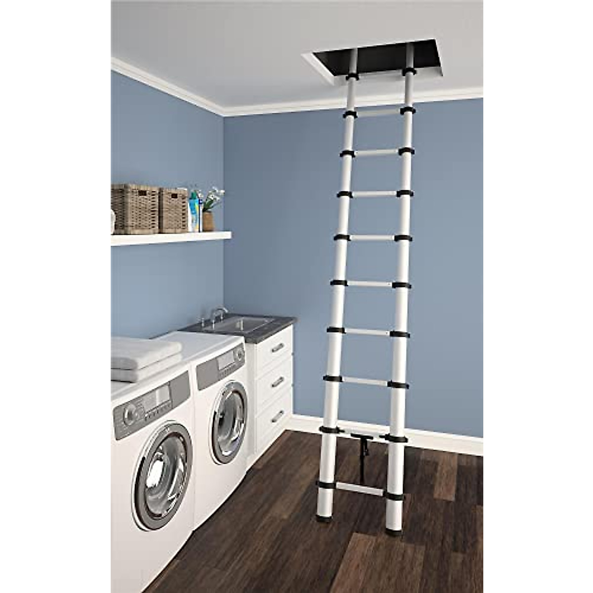 COSCO SmartClose Telescoping Aluminum Ladder with top Cap (300-lb Capacity, 12.5 ft. Ladder with 16 Ft. Max Reach)