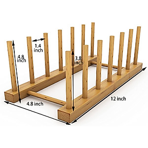 2-Piece Vertical Wooden Plate Rack, Dish Rack, Pot lid Rack, Kitchen Storage Rack Such as Cups, Books, Cutting Boards, Saucers, etc. 6-Slot Vertical Drying Rack