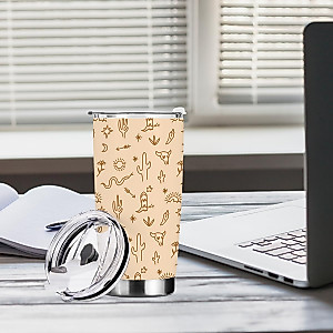 EIXU Birthday Christmas Presents Boho Western Coffee Tumbler, 20 oz Tumblers, Insulated Coffee Mug, Stainless Steel Thermal Cup Travel Coffee Cup, Cow Stuff Western Gifts for Women Men, Western Stuff