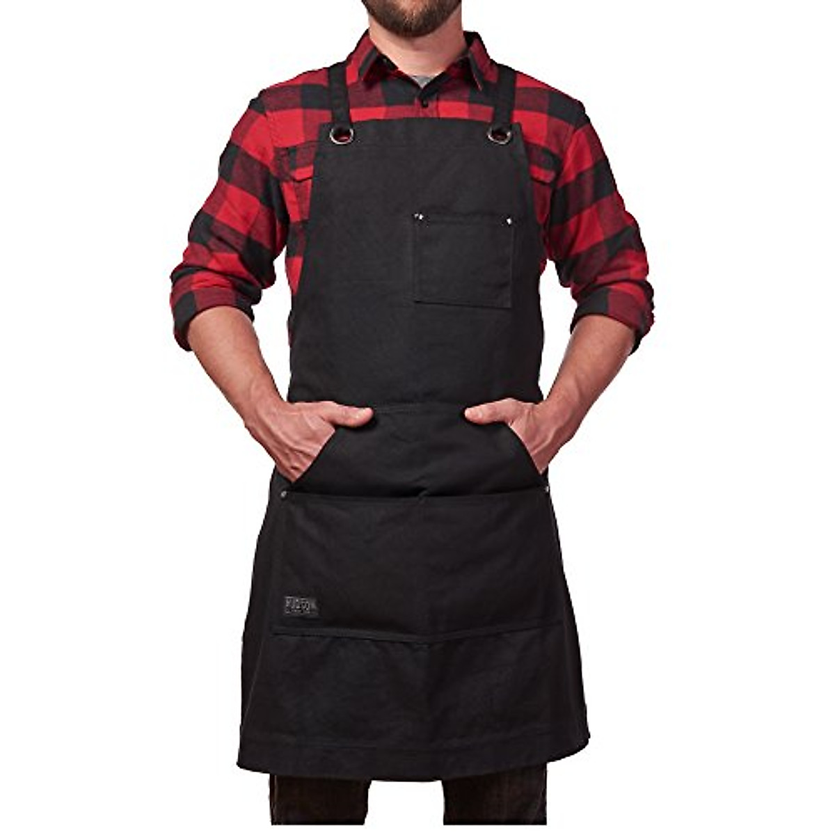 Hudson Durable Goods - Waxed Canvas Apron - Black Apron for Men and Women - With Pockets & Crossback